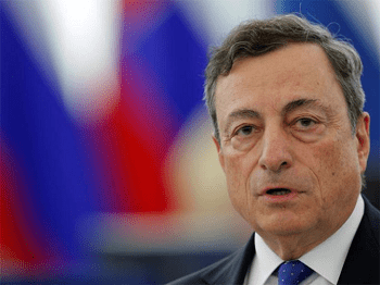 ECB Head Mario Draghi delivered a speech at the European Parliament (25 ...